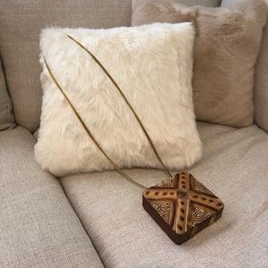 Vintage | Bags | Vintage Boho Wood Square Long Crossbody Purse Bag ...